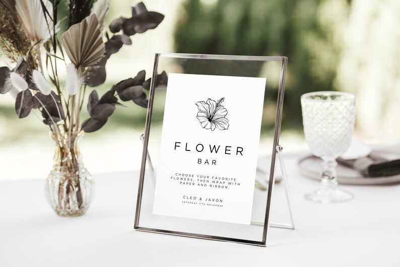 Diy Flower Bar Signs, Bloom Bar Wedding Sign Template, Table Signage ...