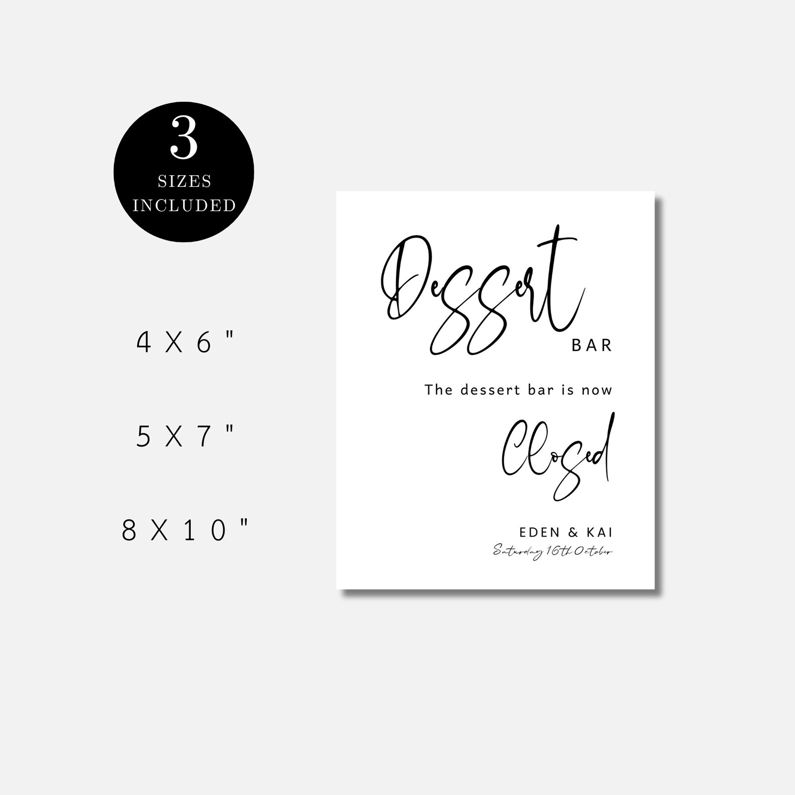 Dessert Table Closed Sign, Dessert Bar Closed Sign, Sweet Treats Menu ...