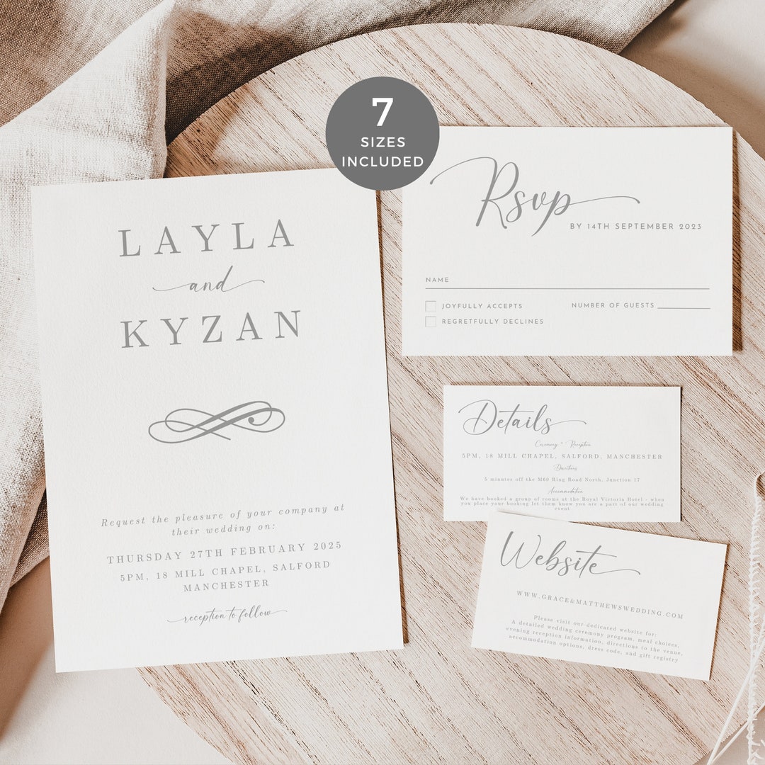 Fancy Wedding Invitation Suite, Wedding Invitation Mega Bundle, Minimal ...