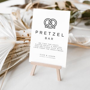 Tie the Knot Wedding Sign, Pretzel Bar Canva Template, Sweet Savoury ...