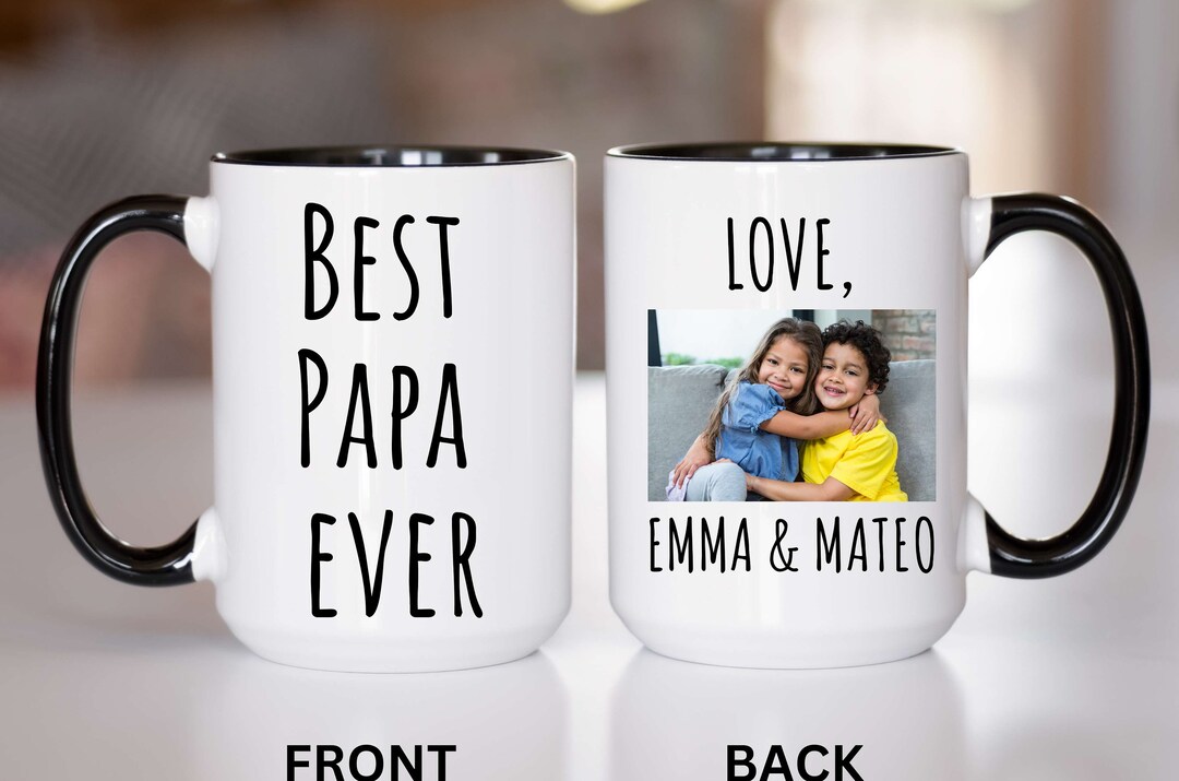Best Papa Ever Mug, Personalized Photo Mug for Papa Personalized Gift ...
