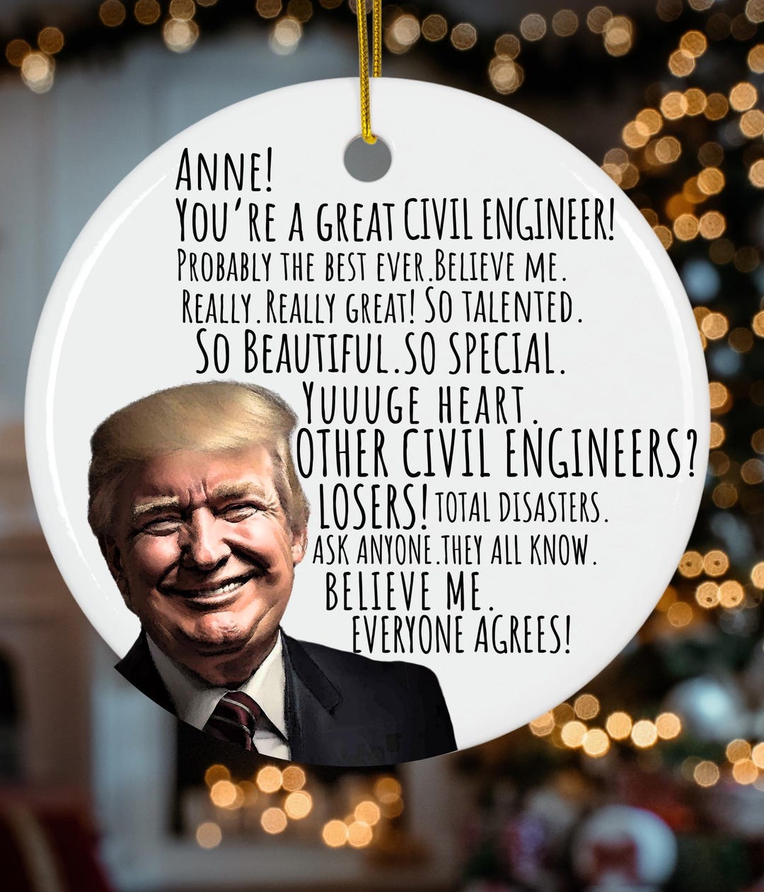 Personalized Trump Civil Engineer Ornament, Funny President Trump ...