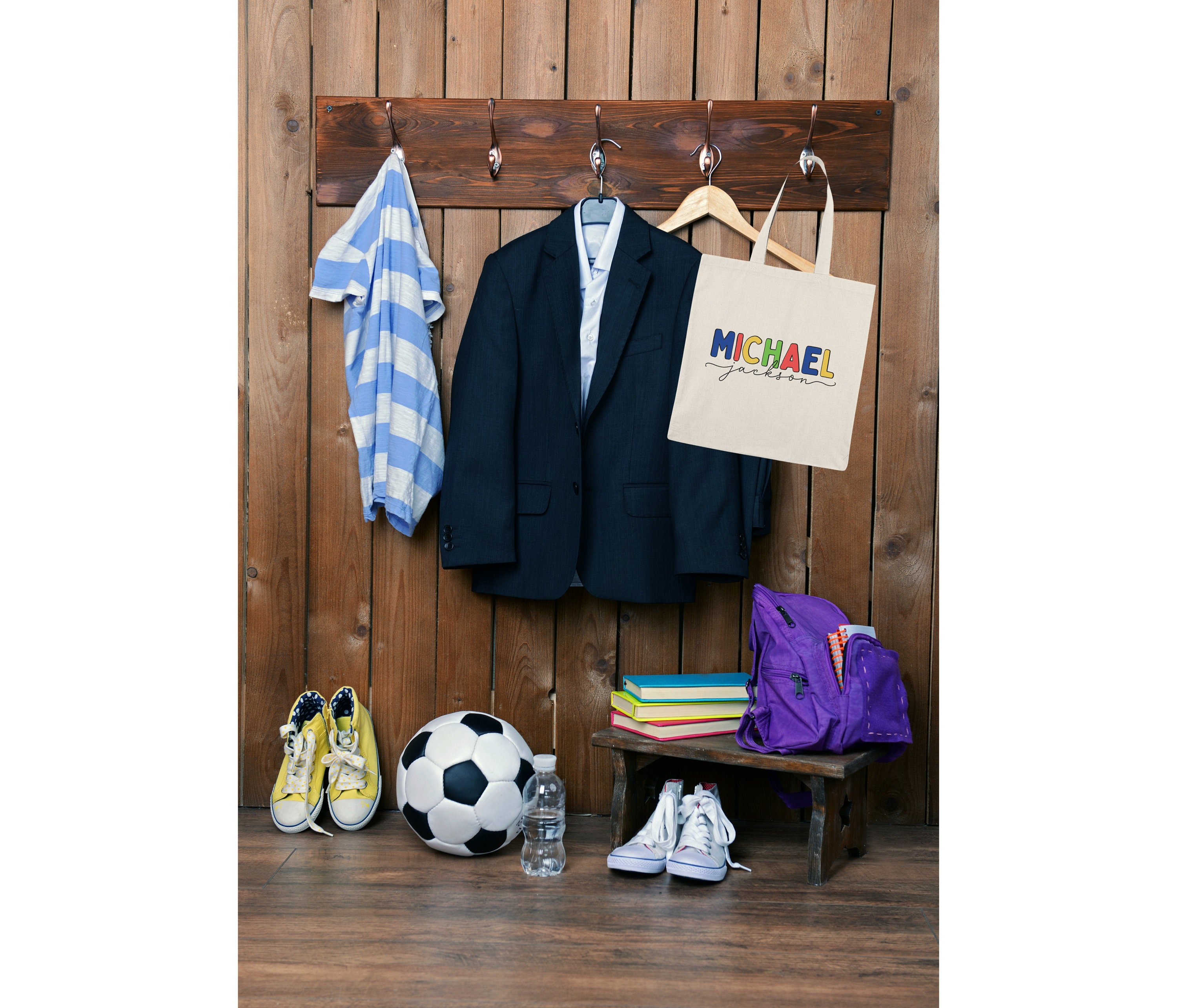 Kids Name Tote Bag, Children Book Bag, Personalized Canvas Tote ...