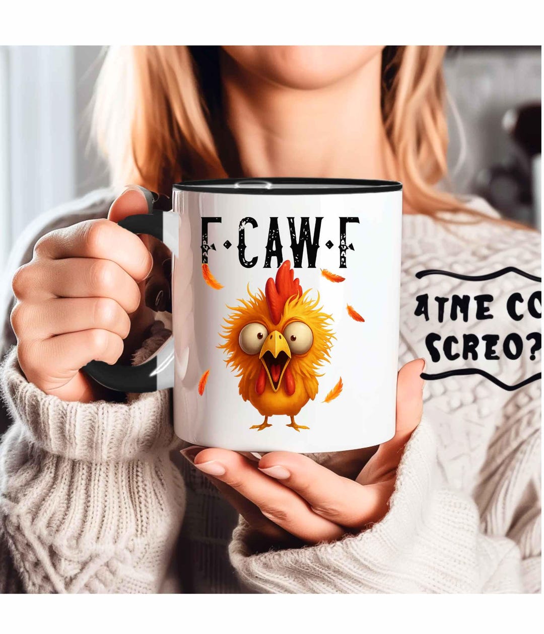 Mug drôle de meme de coq F-CAW-F tasse de café d'humour de poulet idiot ...