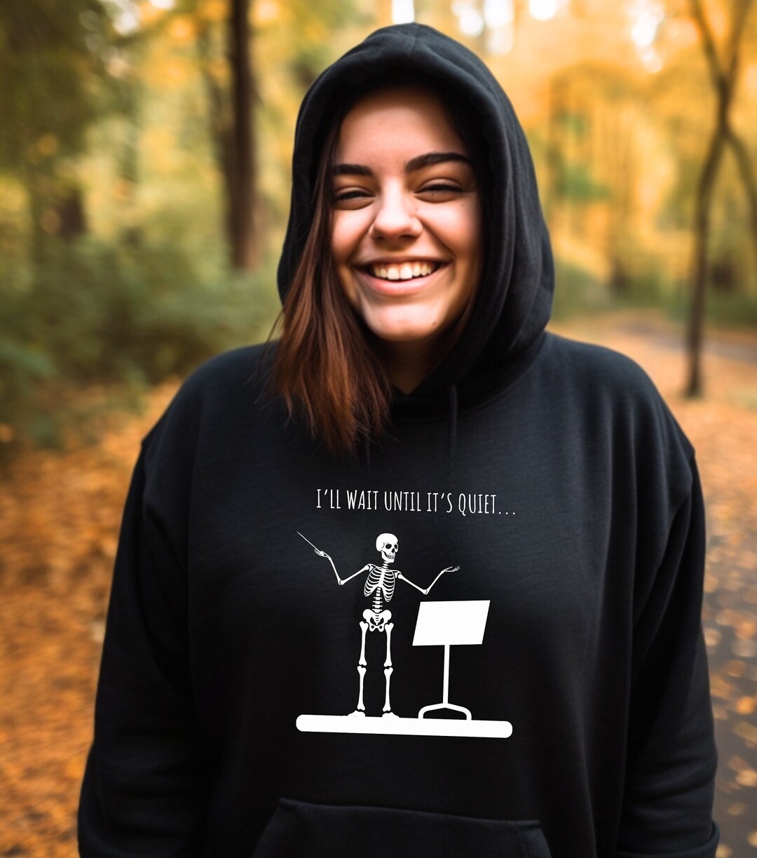 Music Teacher Gift Skeleton Funny Conductor Hoodie Funny Halloween Gift ...