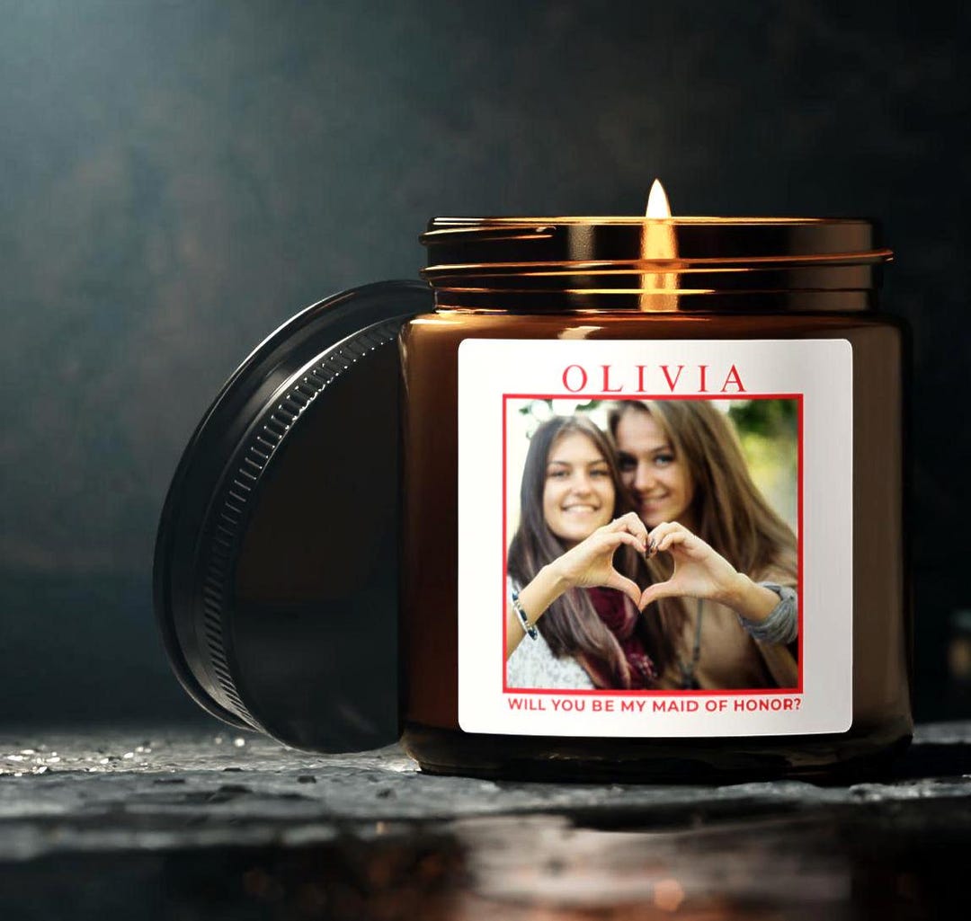 Personalized Maid of Honor Proposal Candle Photo Candle Customized Maid ...