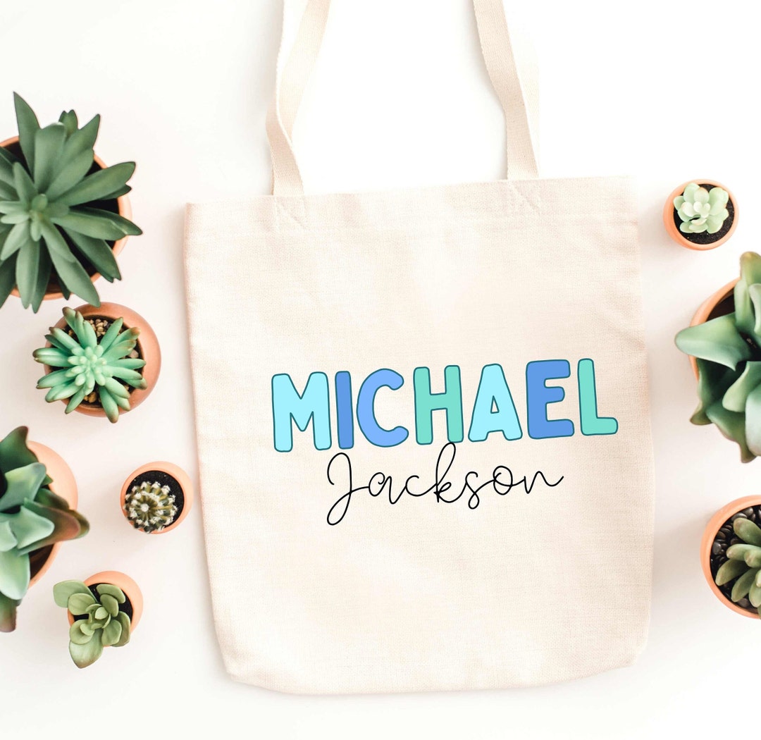 Kids Name Tote Bag, Children Book Bag, Personalized Canvas Tote ...