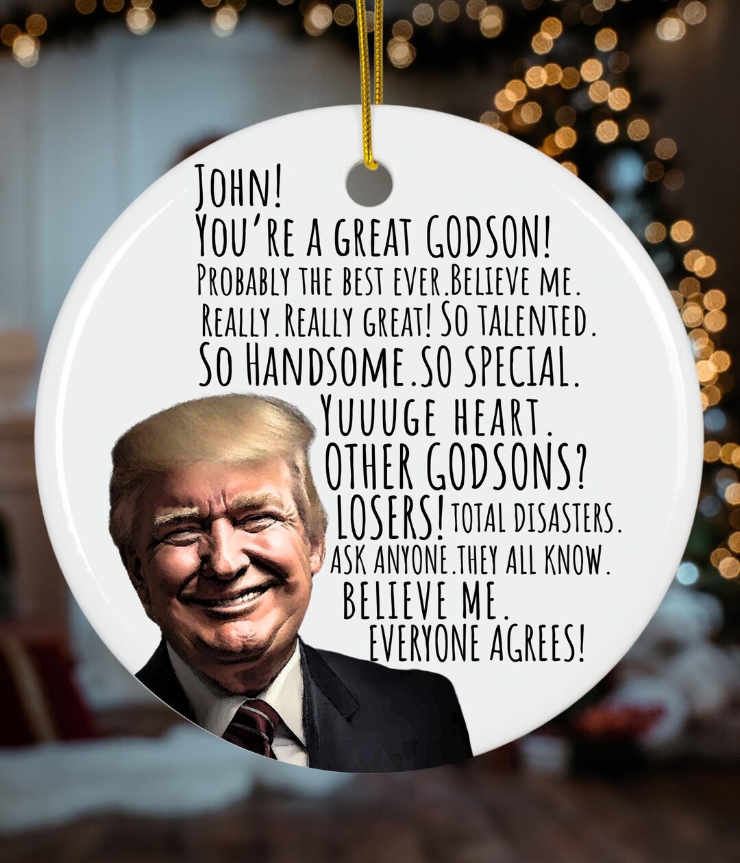 Personalized Trump Godson Gift, Funny President Trump Godson Christmas ...