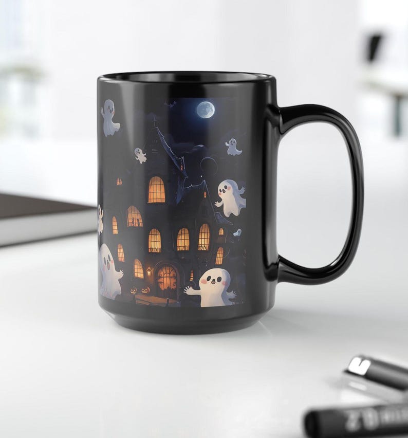Kawaii Goth Ghosts Coffee Mug Halloween Mug Spooky Mug Cute Ghost Mug ...
