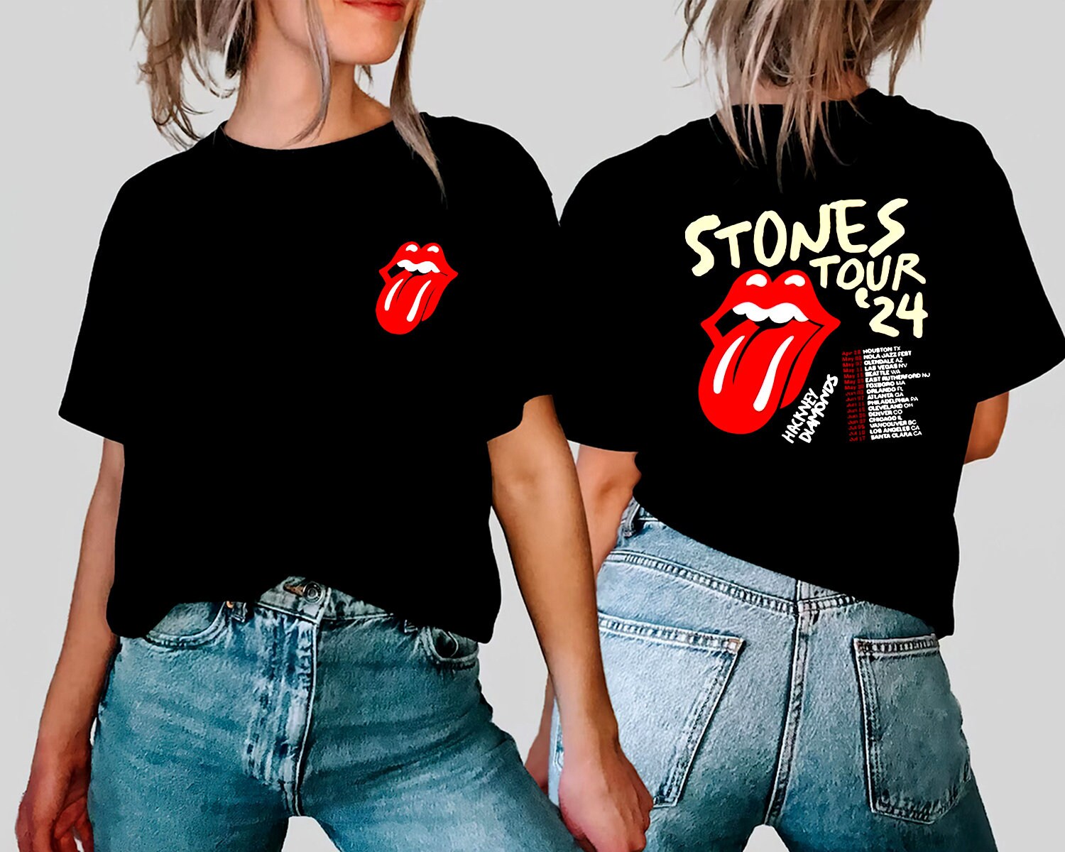 The Rolling Stones Hackney Diamond Tour 2024 2 Sided Shirt,Rolling ...