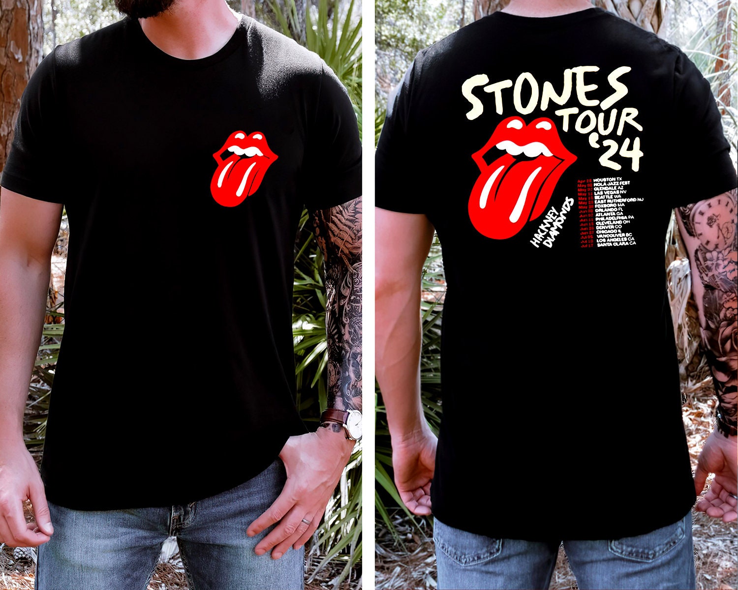 The Rolling Stones Hackney Diamond Tour 2024 2 Sided Shirt,Rolling ...