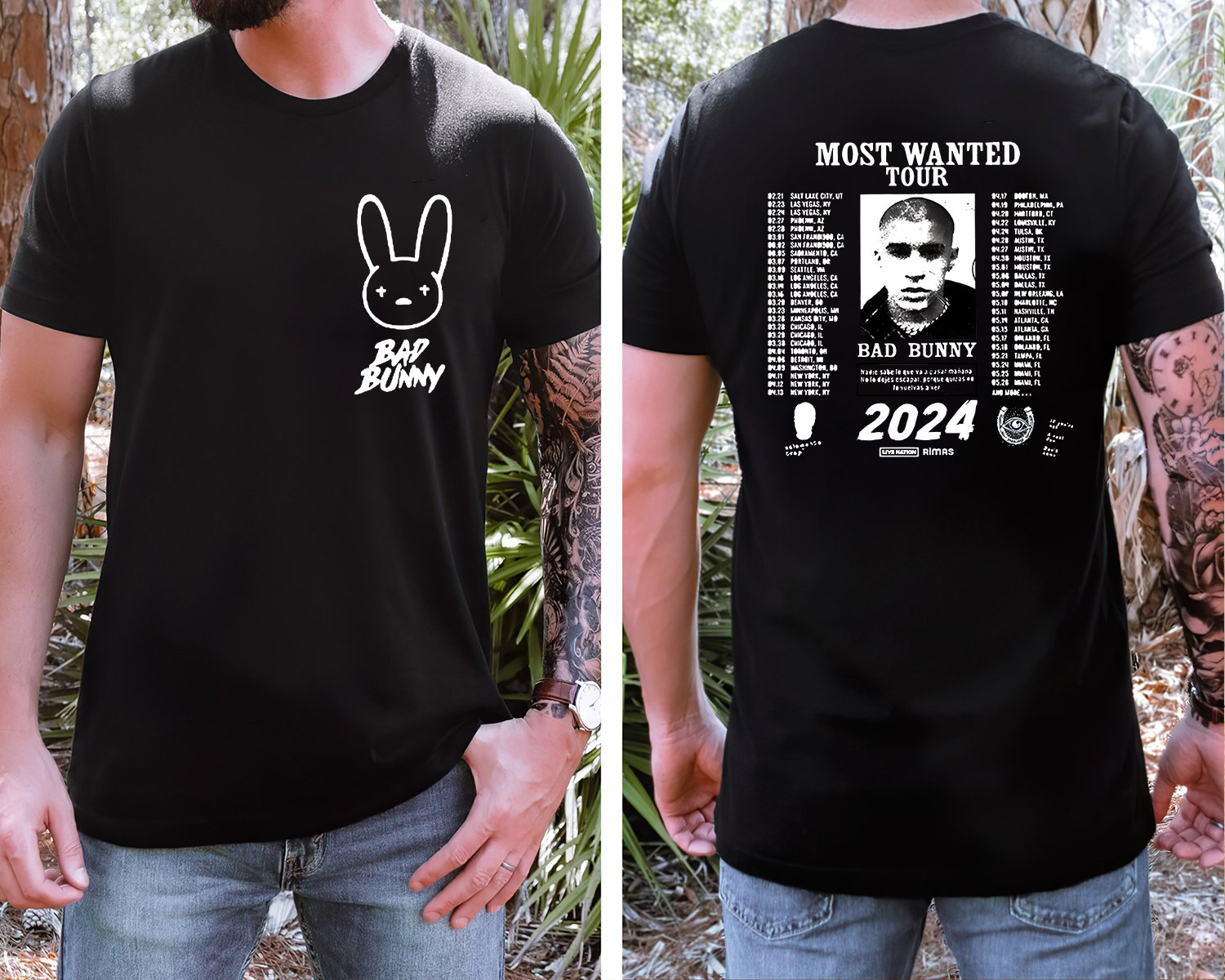 Bad Bunny Most Wanted Tour 2024 Shirt, Bad Bunny Concert Shirt sold by ...