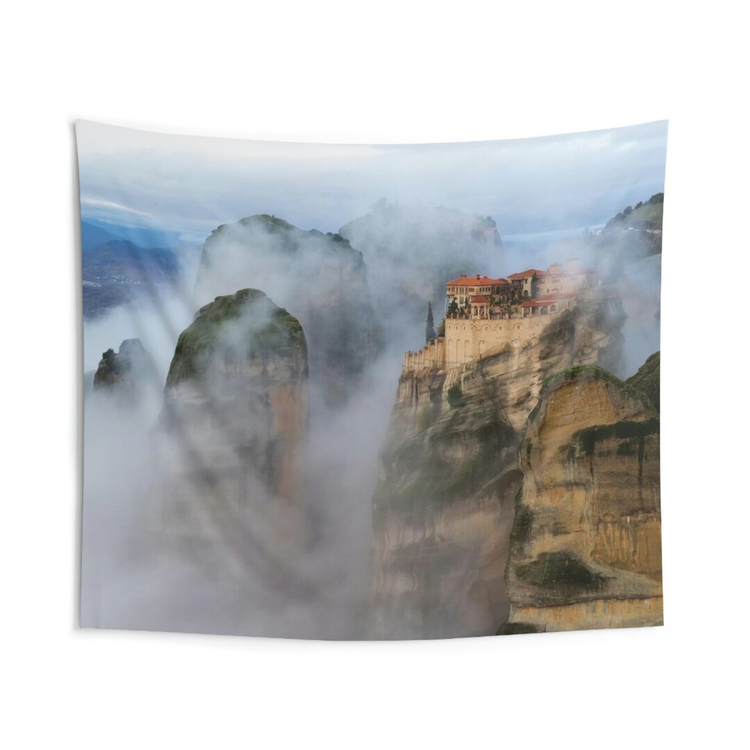 Floating Ancient Monastery of Varlaam Indoor Tapestry Wall Hanging ...