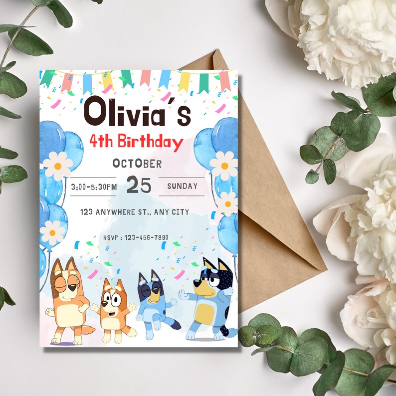 Bluey Invite Printable Editable Template Digital or Printed - Etsy UK