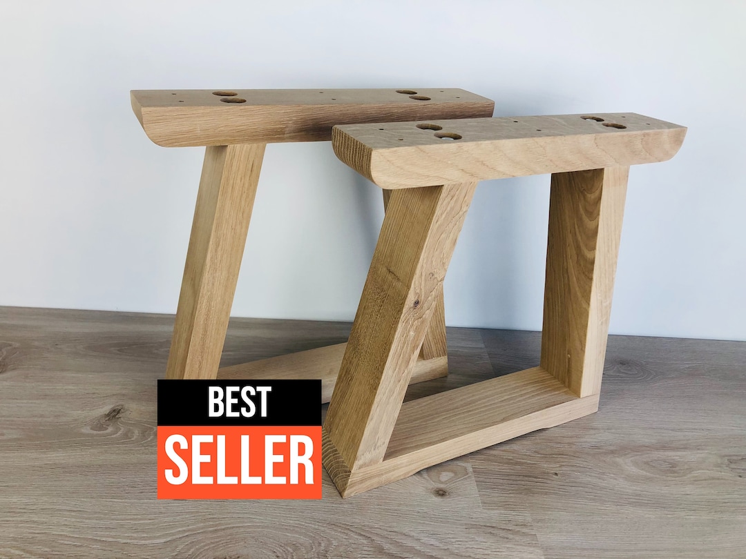 U-shaped Oak Bench Legs – Solid Wood Rustic Bench Base – Handmade Oak Legs 40 Cm / 15.7” Height ...