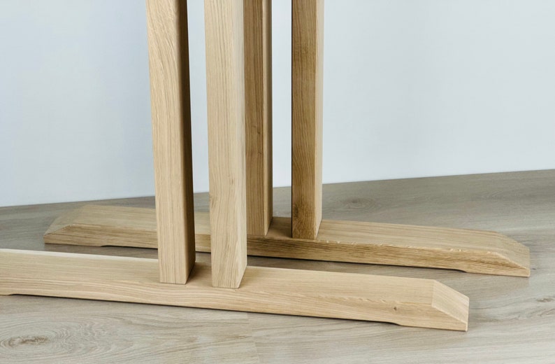 T-shaped Oak Table Legs – Solid 40x80mm Wood Base – Handmade Durable ...