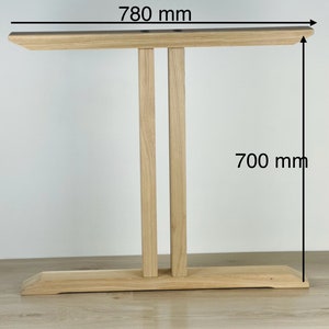 T-shaped Oak Table Legs – Solid 40x80mm Wood Base – Handmade Durable ...