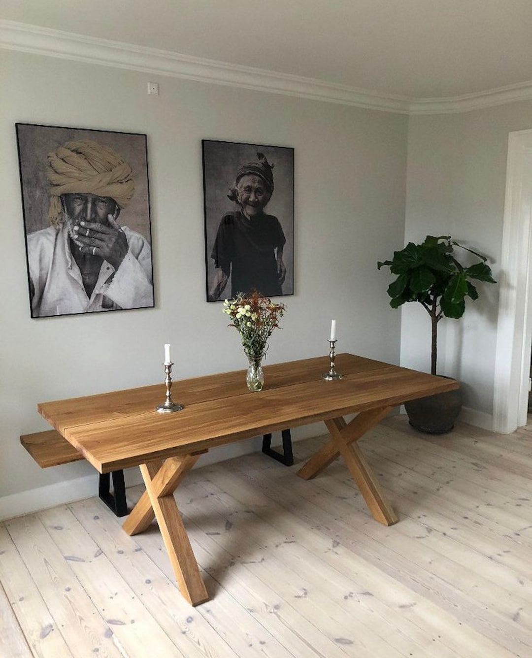 Solid Oak Wood Table Top 2m With X Oak Legs, Wood Table - Etsy UK