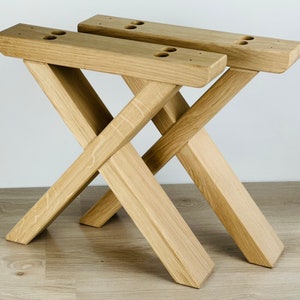 Solid Oak X Shape Bench Legs, Desk or Bench, Rustic Farmhouse Style ...