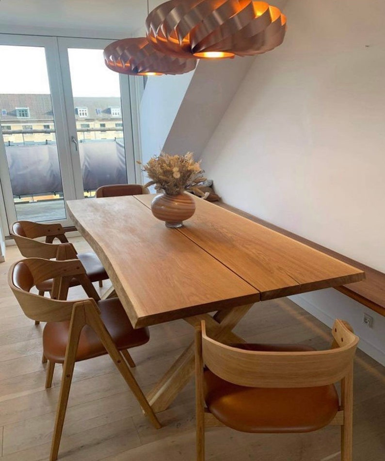 Solid Oak Wood Table Top 1,8m With X Oak Legs, Customisable - Etsy