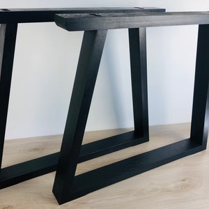 U-shaped Solid Oak Table Legs – Painted Black – 700mm Height – Handmade ...