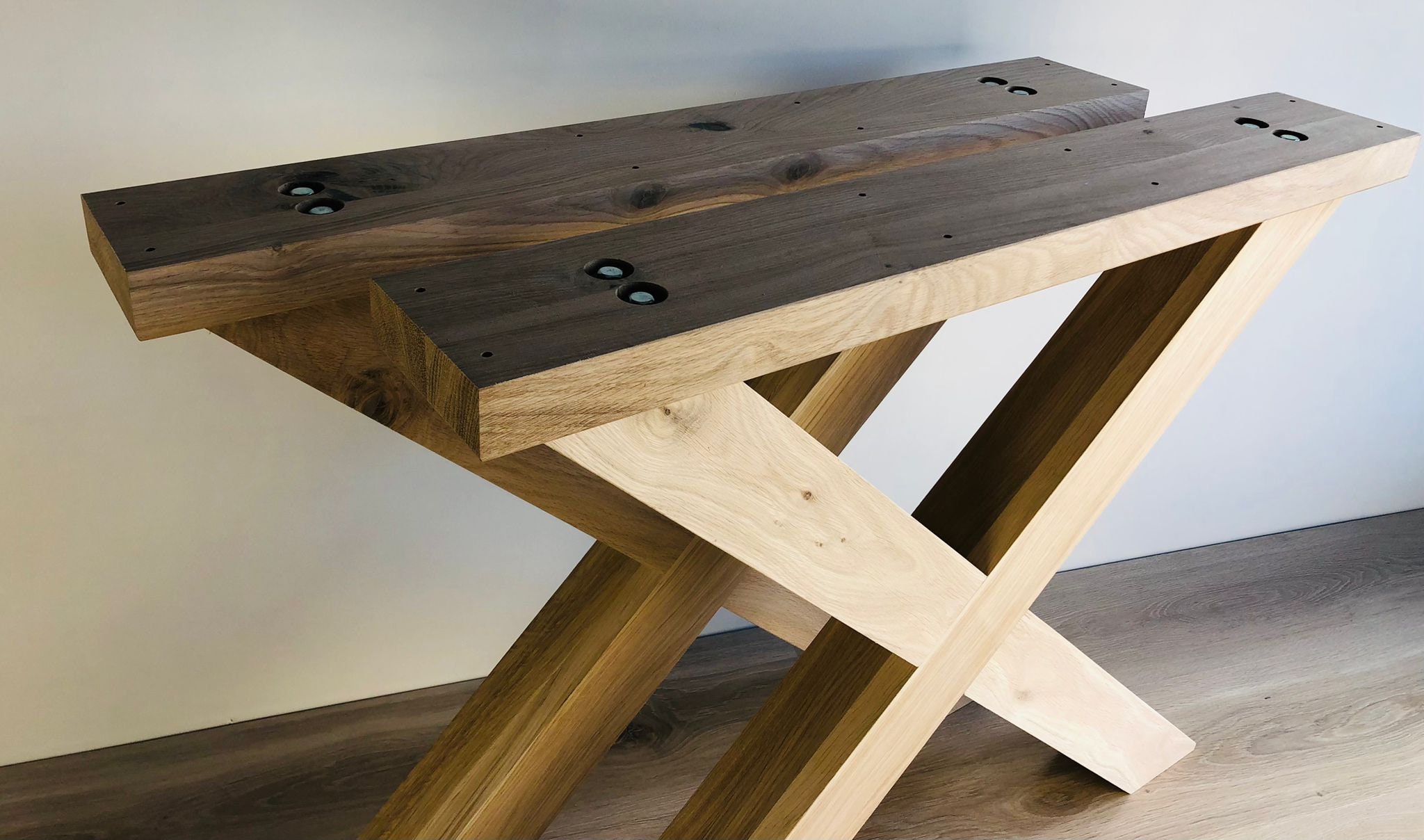 X-shaped Oak Table Legs – Solid Wood Base for Dining or Coffee Table ...