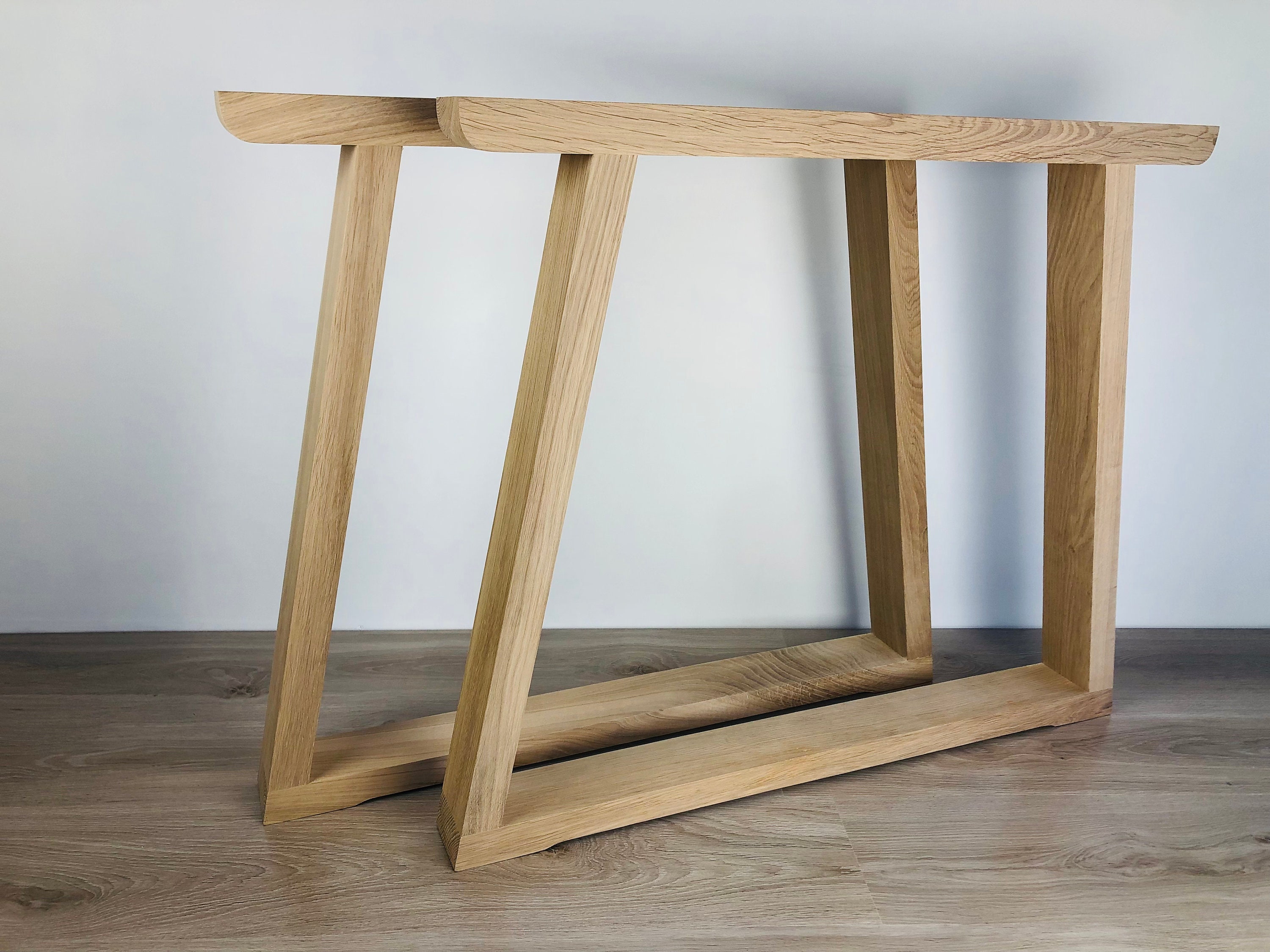 U-shaped Solid Oak Table Legs – 700mm Height – Handmade Heavy Wood Base ...