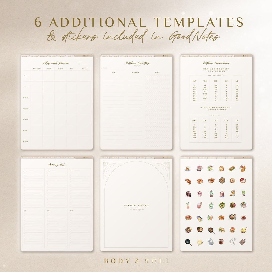 Digital Recipe Book With Stickers | Cook Book With Meal Planner ...