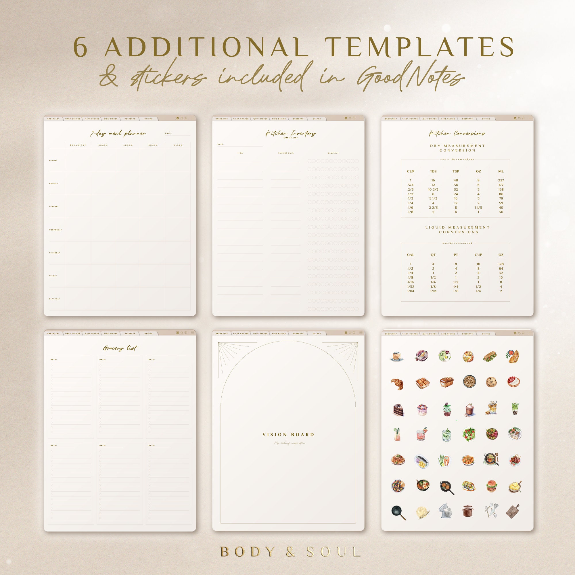Digital Recipe Book With Stickers | Cook Book With Meal Planner ...