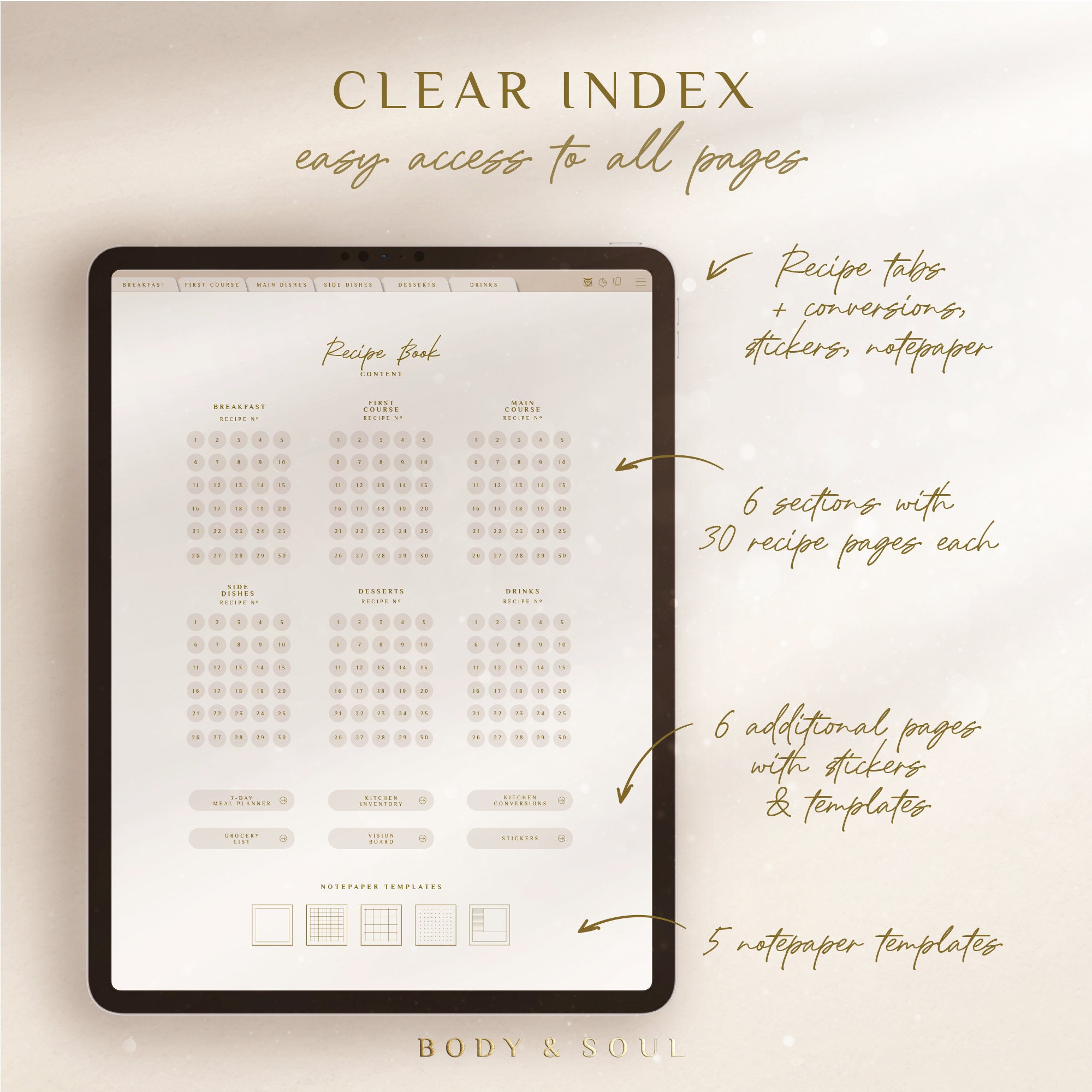 Digital Recipe Book With Stickers | Cook Book With Meal Planner ...