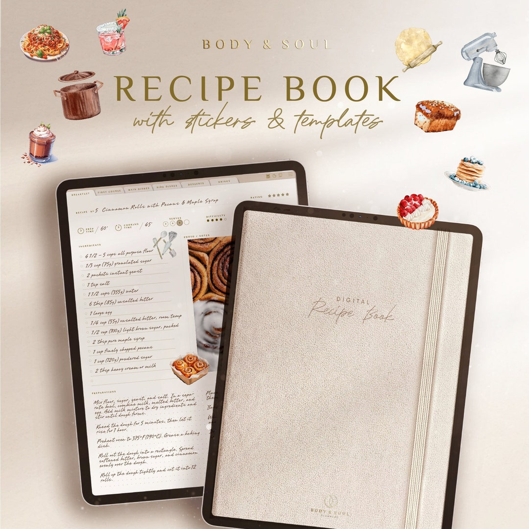 Digital Recipe Book With Stickers | Cook Book With Meal Planner ...