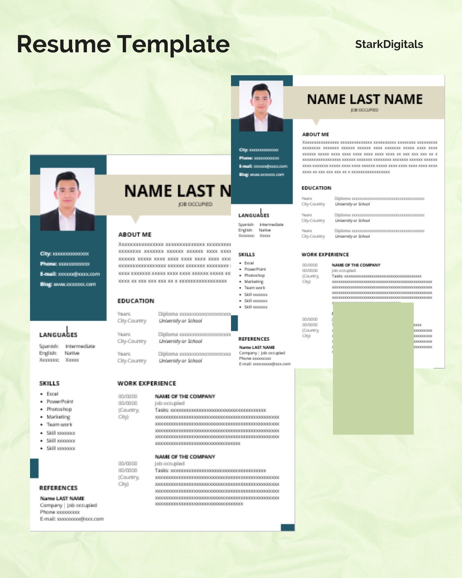 Digital Resume Template Premium Resume Template, Digital Downloadable ...