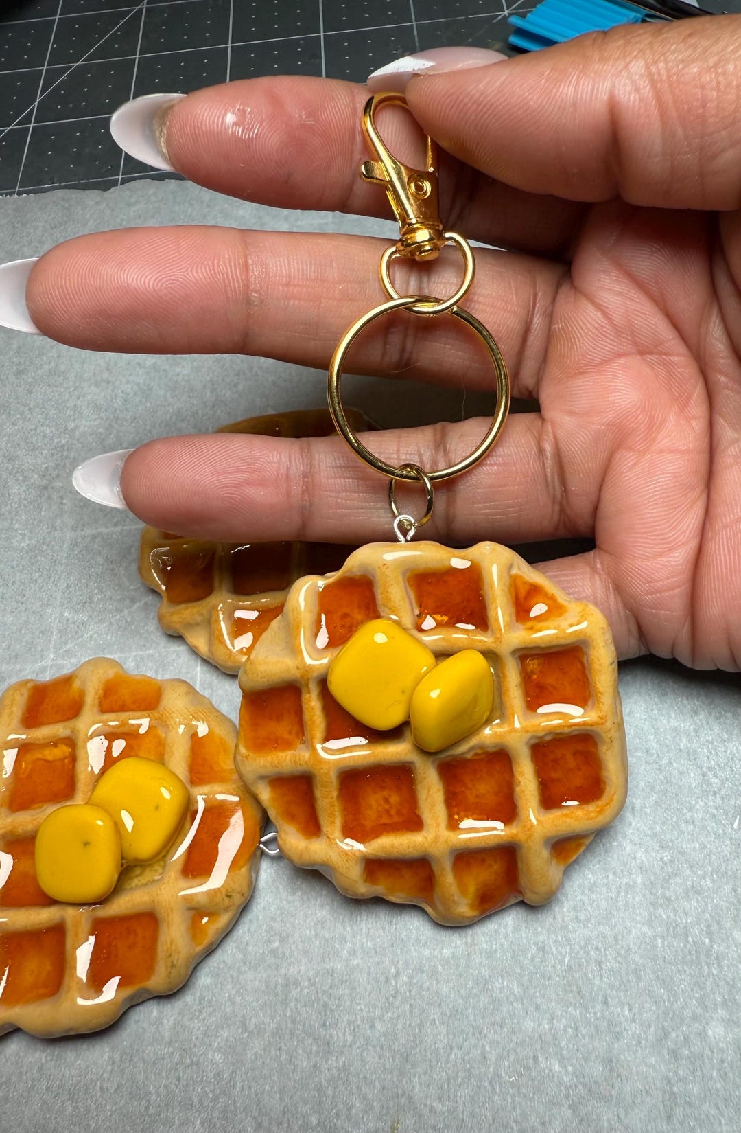Handmade Waffle Keychain With Faux Butter and Syrup. Great for Purses ...