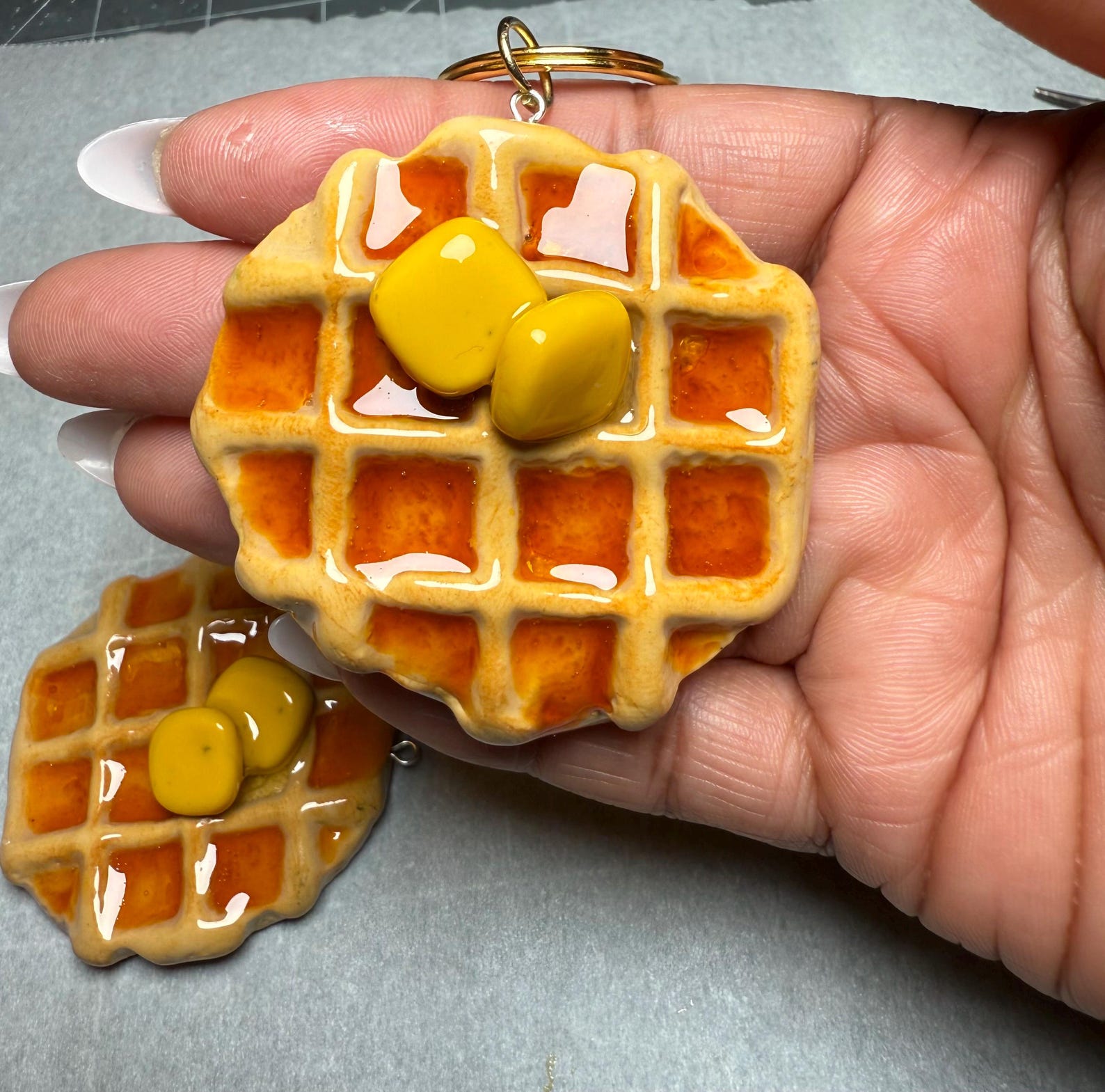 Handmade Waffle Keychain With Faux Butter and Syrup. Great for Purses ...