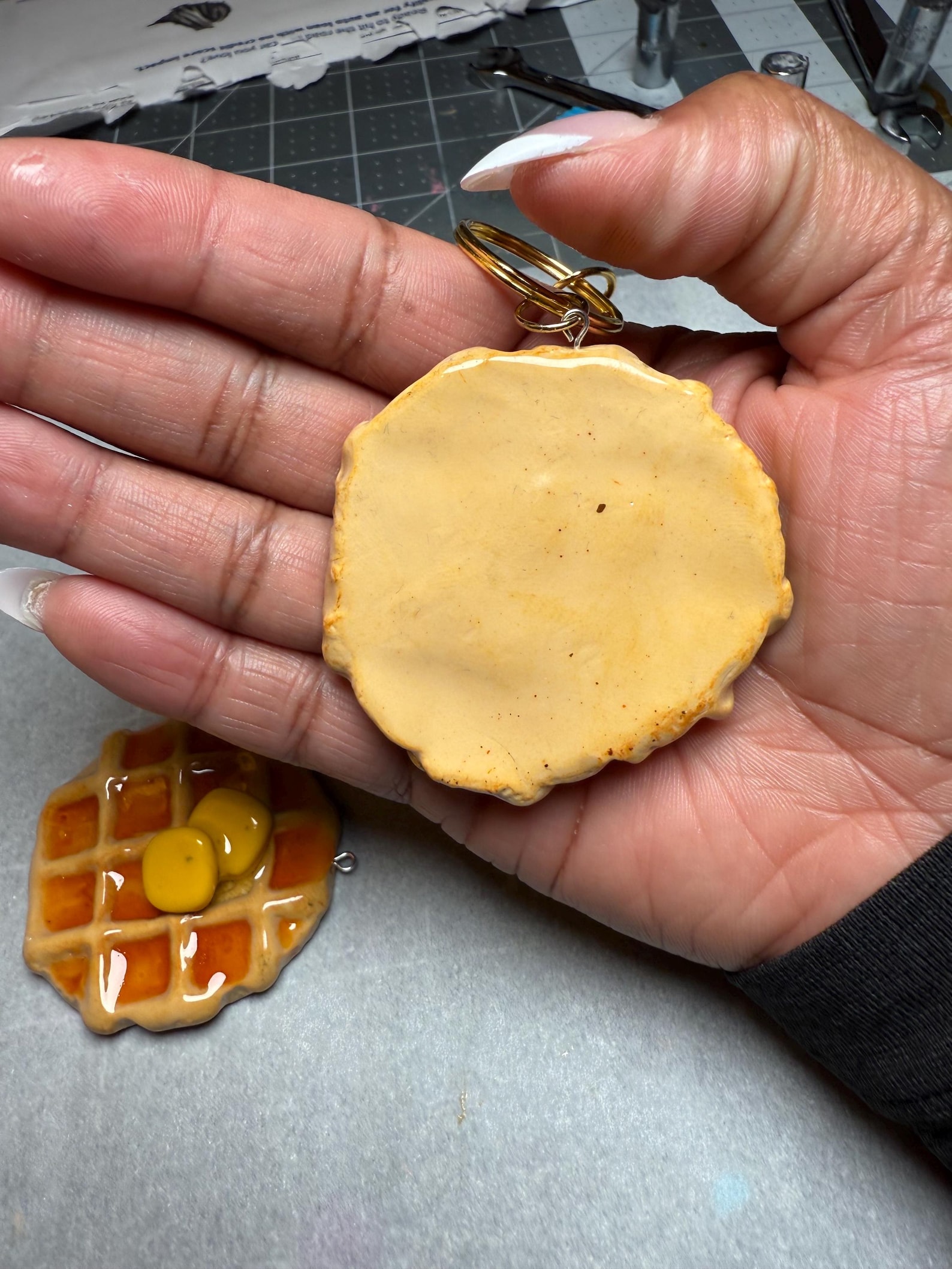 Handmade Waffle Keychain With Faux Butter and Syrup. Great for Purses ...