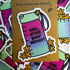Girl Drink Your Water Sticker - Etsy