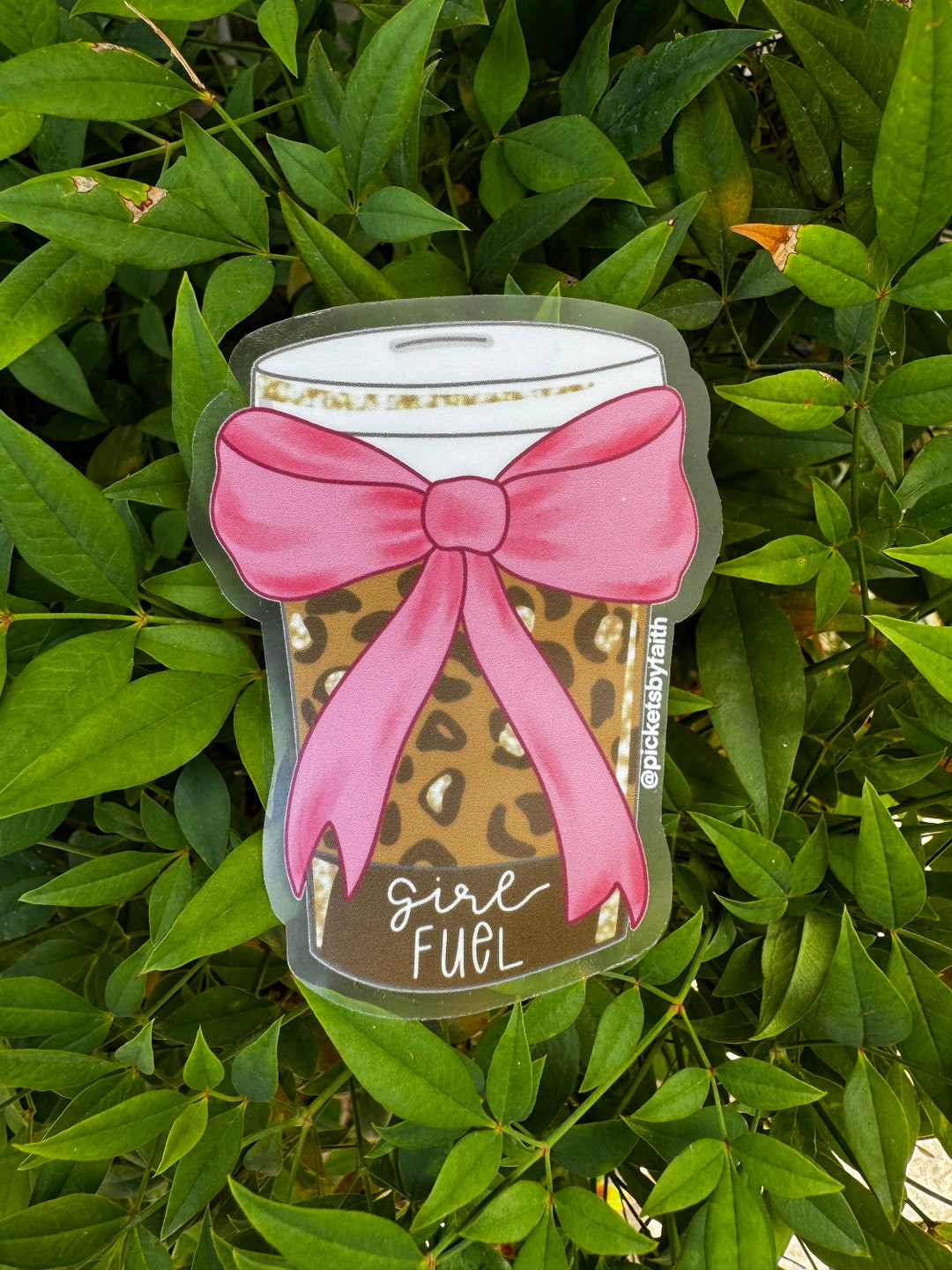 Girl Fuel Coffee Cup Clear Sticker: Leopard Print and Bow - Etsy