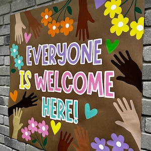 Everyone Welcome Classroom Banner: Hand-painted Diversity Decor - Etsy
