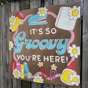 Hand-painted Groovy Classroom Banner: Retro Teacher Decor - Etsy