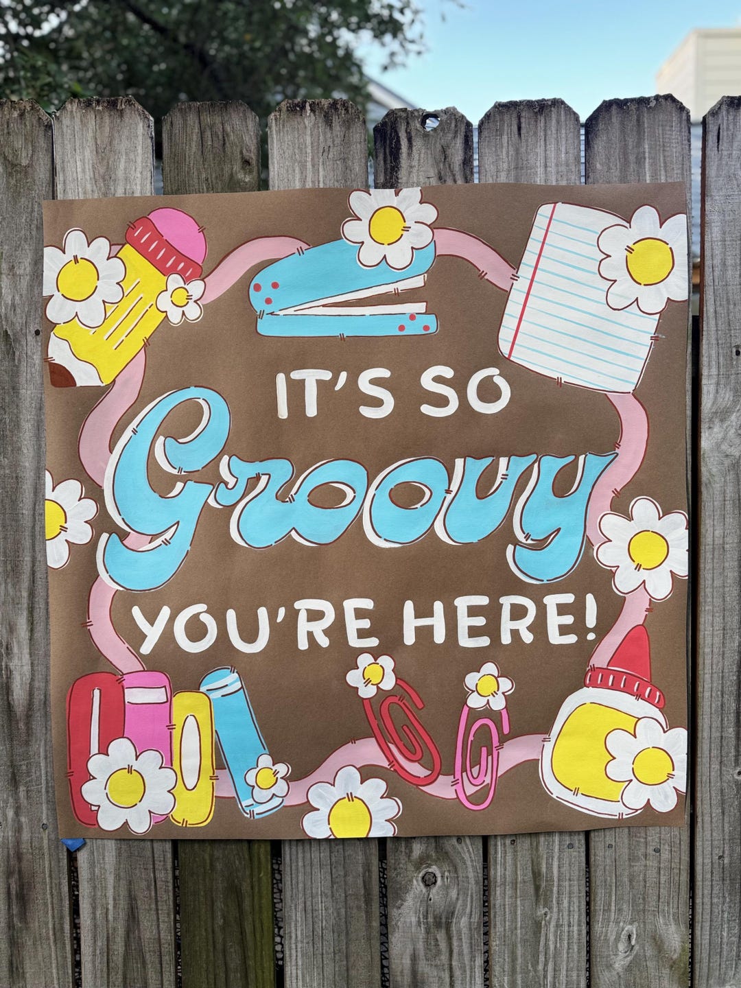 Hand-painted Groovy Classroom Banner: Retro Teacher Decor - Etsy