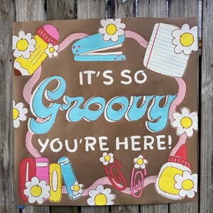 Hand-painted Groovy Classroom Banner: Retro Teacher Decor - Etsy