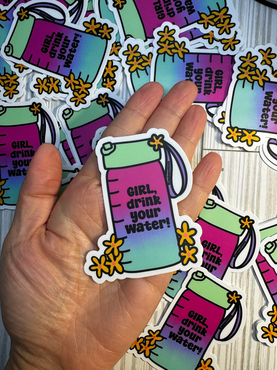 Girl Drink Your Water Sticker - Etsy