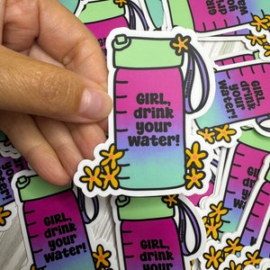 Girl Drink Your Water Sticker - Etsy