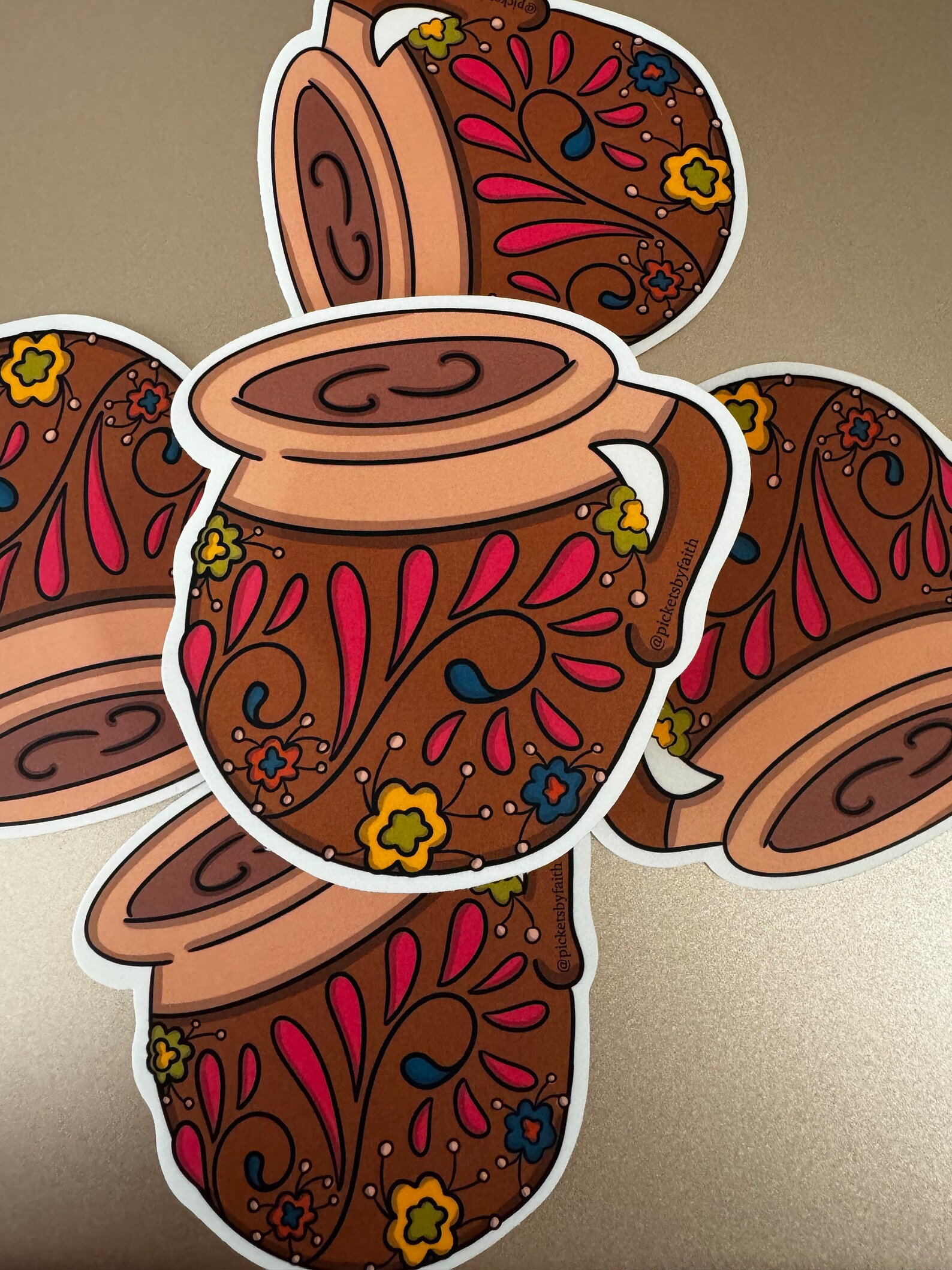 Mexican Terra Cotta Clay Talaverra Coffee Cup Sticker - Etsy
