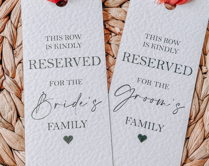 Reserved Row Tags, Hammered Card, Wedding Tags, Seating Plan sienna ...