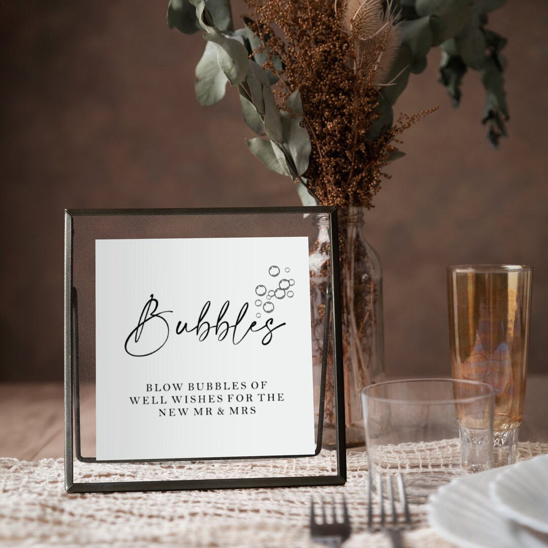 Bubbles Sign | Modern Wedding Bubbles Sign | Square Sign - Etsy UK