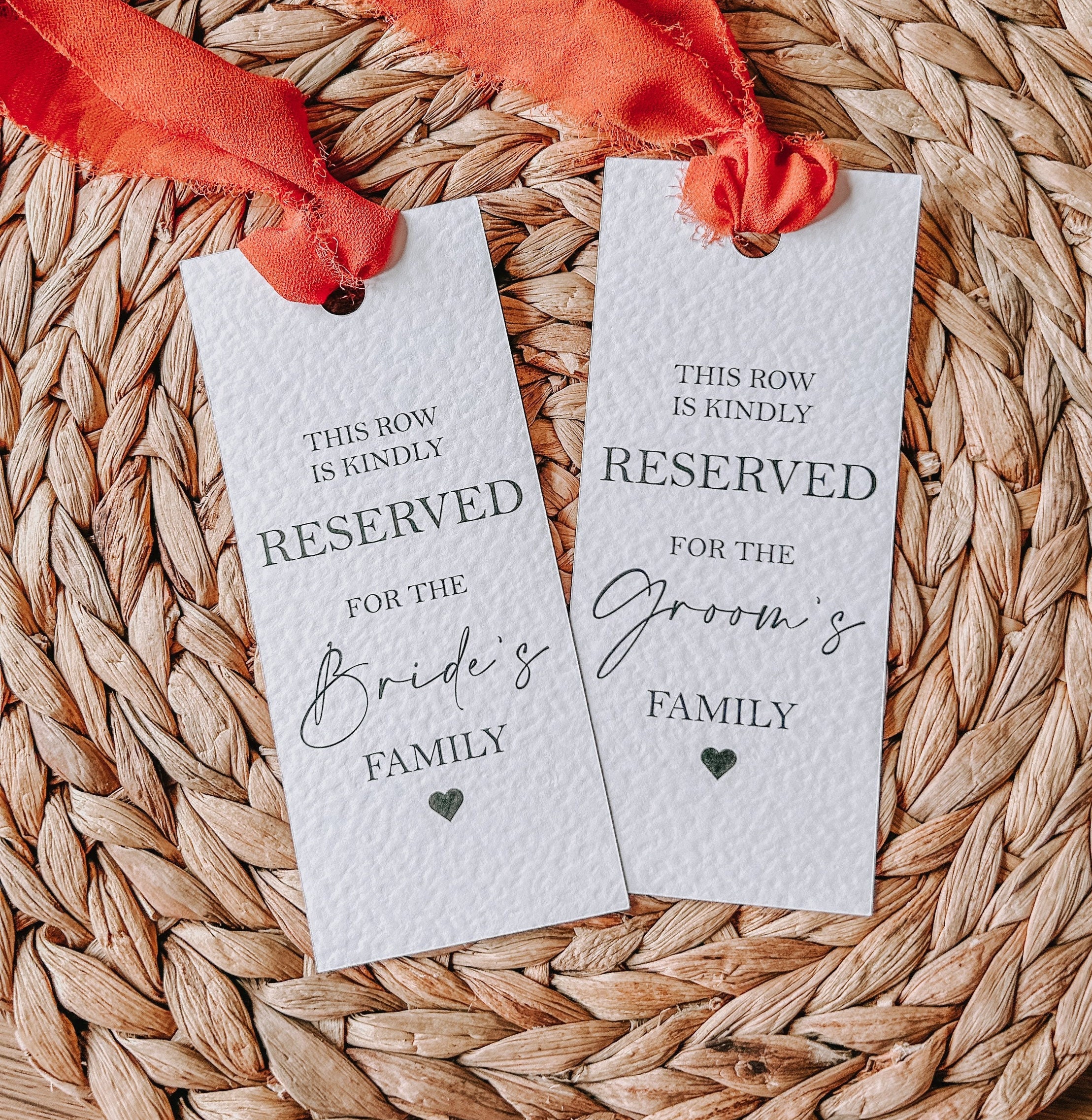 Reserved Row Tags, Hammered Card, Wedding Tags, Seating Plan (sienna ...