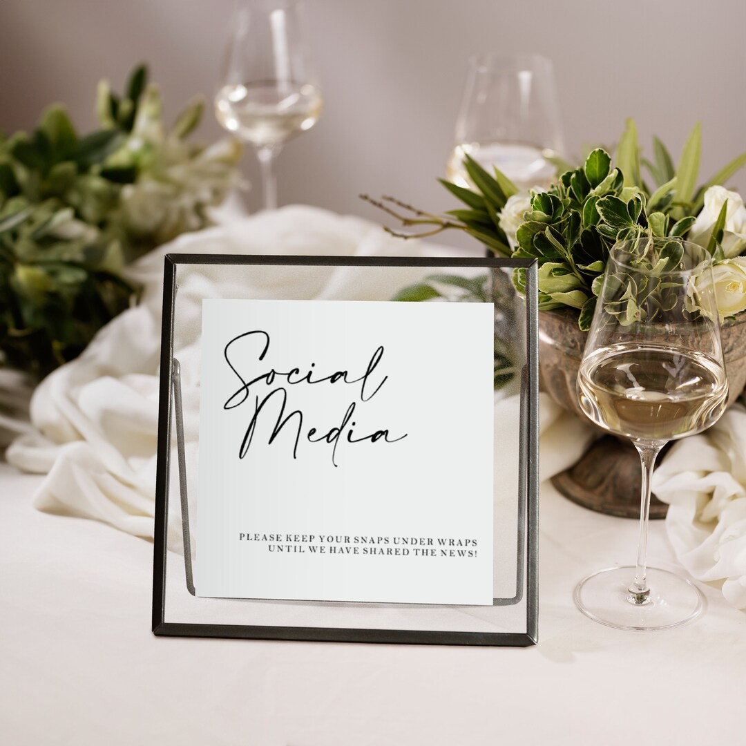 Minimalist Social Media Sign | Modern Wedding Socials Sign Square Sign ...