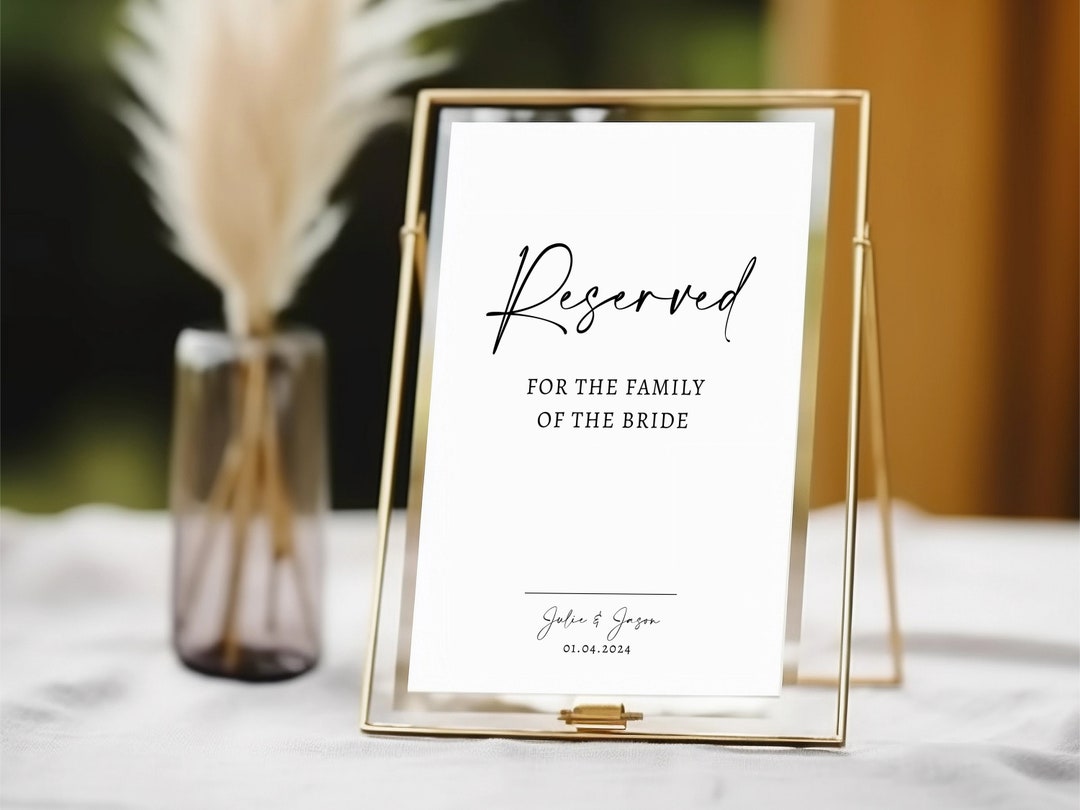Minimalist 'reserved' Table Sign Personalised Gender Neutral Wedding ...