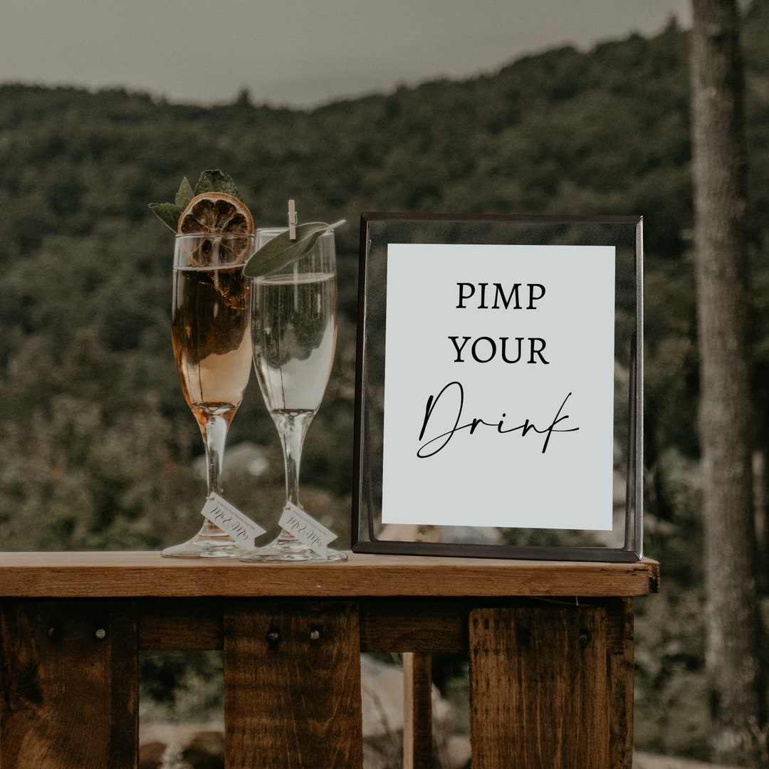 Minimalist 'pimp Your Drink' Sign Bar Wedding Reception Table Sign A6 ...